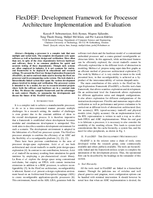 Pdf Flexdef Development Framework For Processor Architecture Implementation And Evaluation