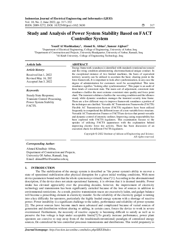(PDF) Study and Analysis of Power System Stability Based on FACT Controller System