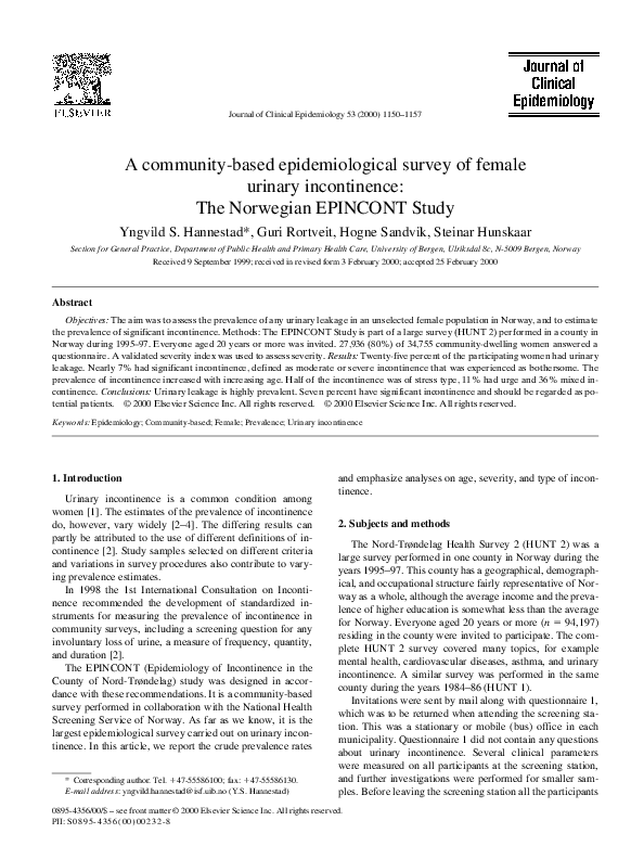 (PDF) A community-based epidemiological survey of female urinary ...