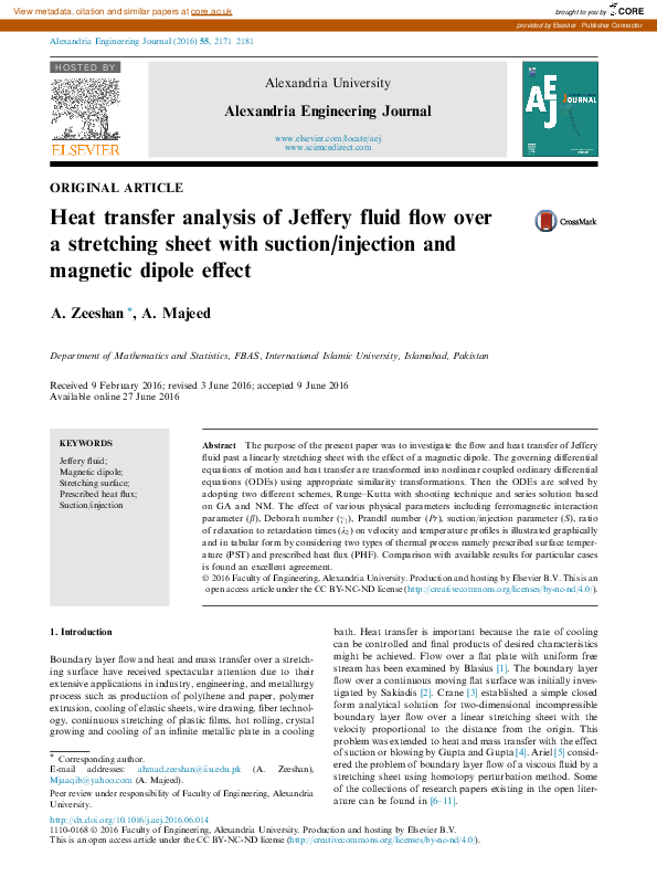(PDF) Heat transfer analysis of Jeffery fluid flow over a stretching ...