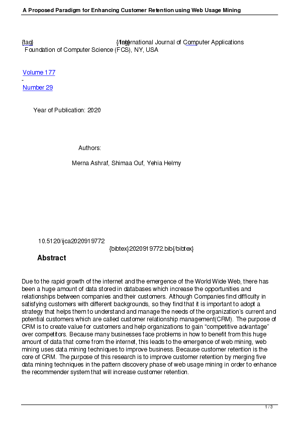 Pdf A Proposed Paradigm For Enhancing Customer Retention Using Web
