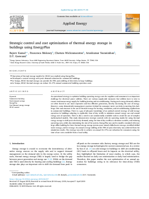 (PDF) Strategic control and cost optimization of thermal energy storage ...