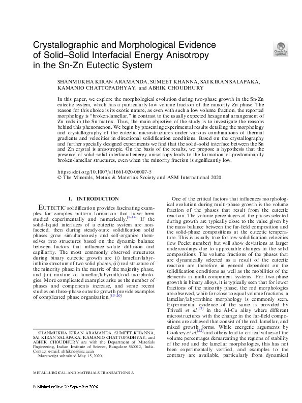 (PDF) Crystallographic and Morphological Evidence of Solid–Solid ...
