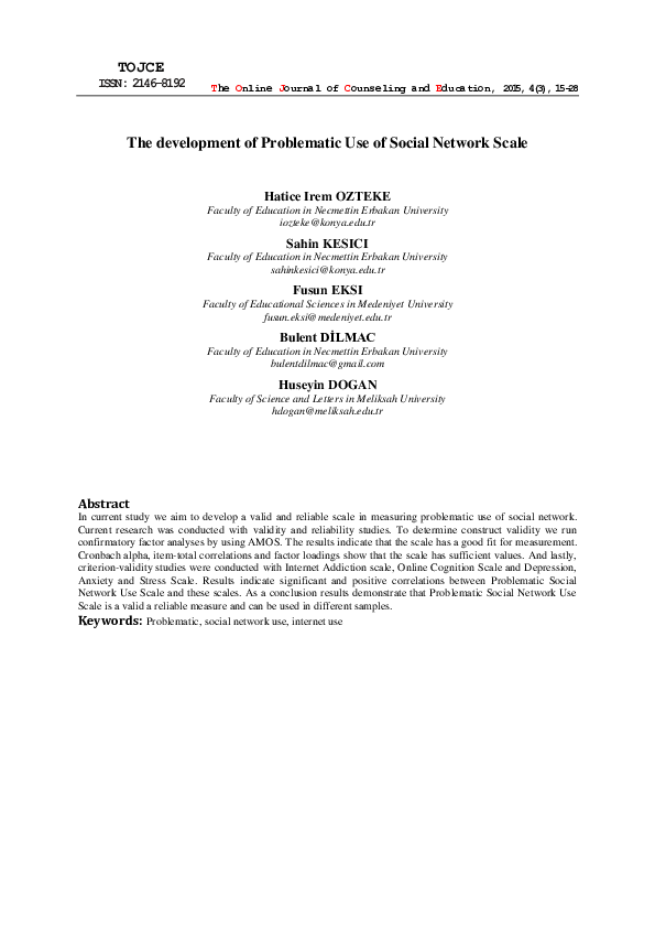 (PDF) The Online Journal of Counseling and Education, 2015, 4(3), 15-28 ...