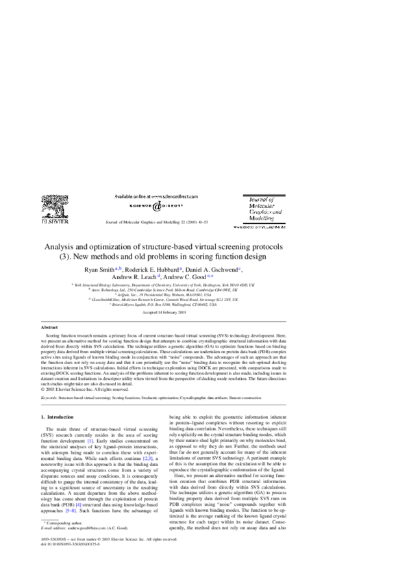 Pdf Analysis And Optimization Of Structure Based Virtual Screening Protocols