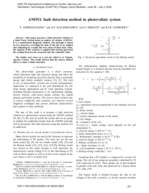 (PDF) ANOVA fault detection method in photovoltaic system