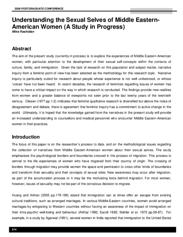 (PDF) Understanding the Sexual Selves of Middle Eastern-American Women (A Study in Progress)