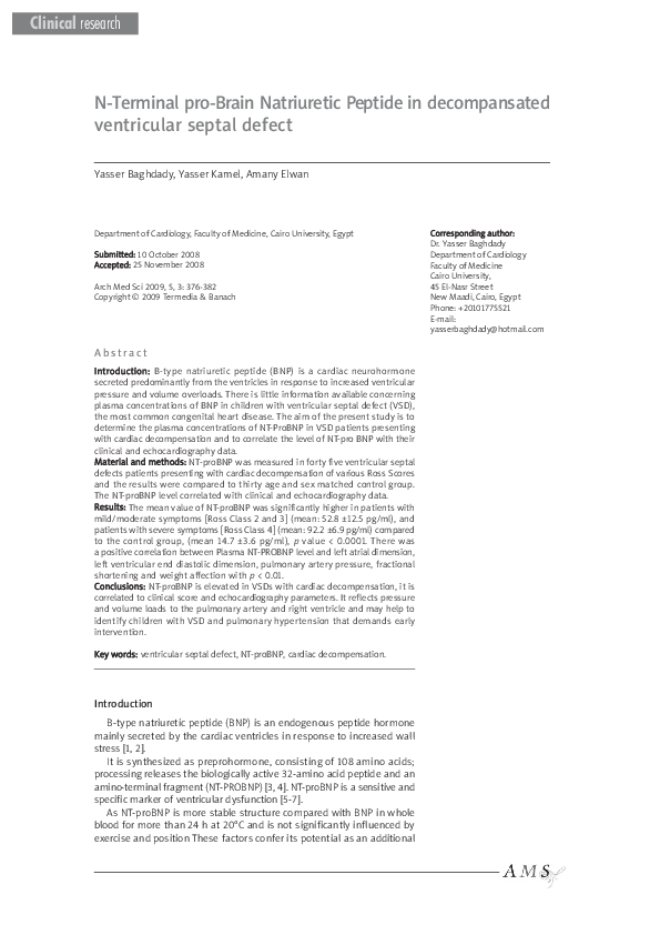 (PDF) N-Terminal pro-Brain Natriuretic Peptide in decompansated ...
