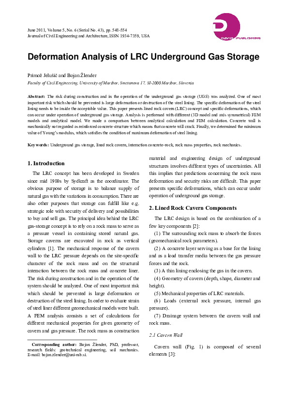 (PDF) Deformation Analysis of LRC Underground Gas Storage