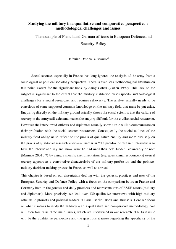 (PDF) Methods In Defence Studies