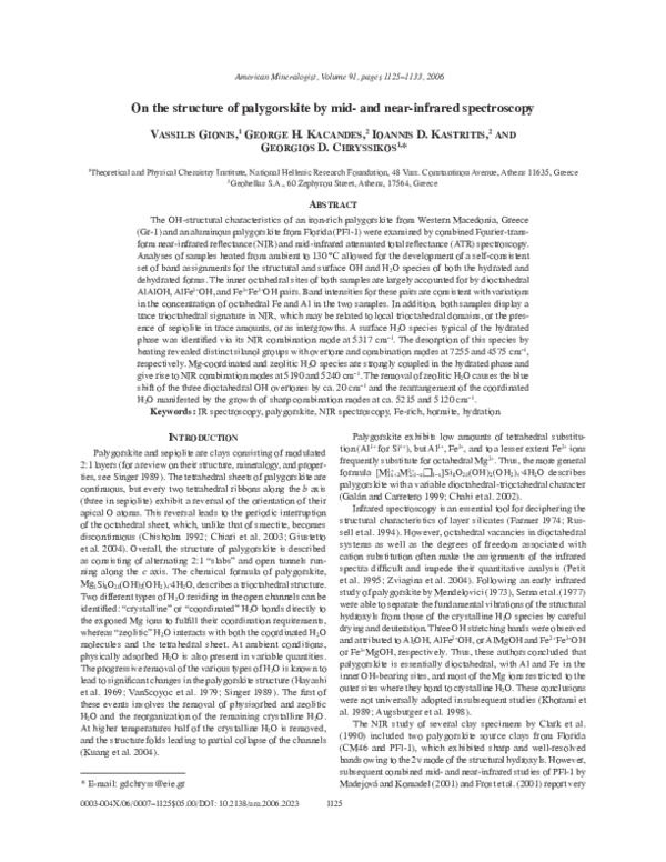 (PDF) On the structure of palygorskite by mid- and near-infrared ...