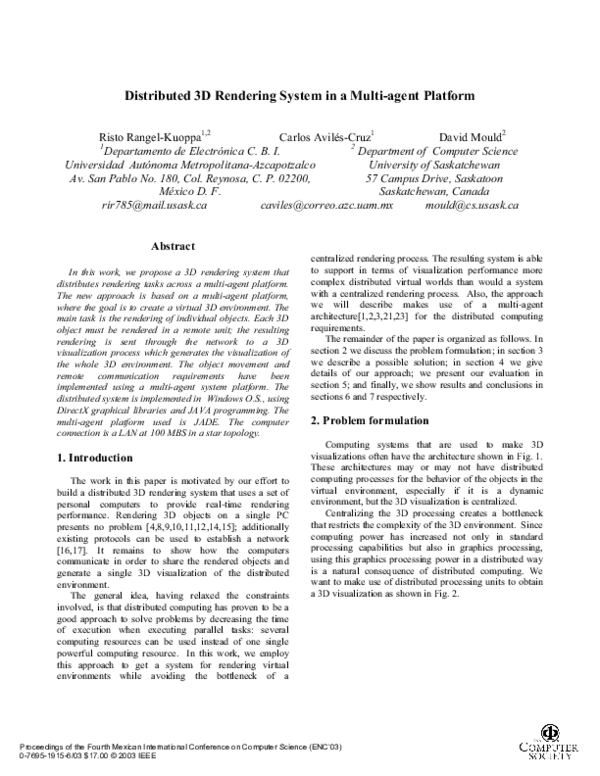(PDF) Distributed 3D rendering system in a multi-agent platform