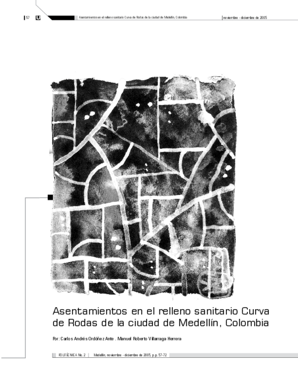 (PDF) Asentamientos en el relleno sanitario Curva de Rodas de la ciudad de Medellín, Colombia