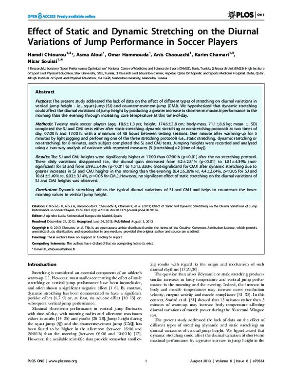 (PDF) Effect of Static and Dynamic Stretching on the Diurnal Variations of Jump Performance in ...