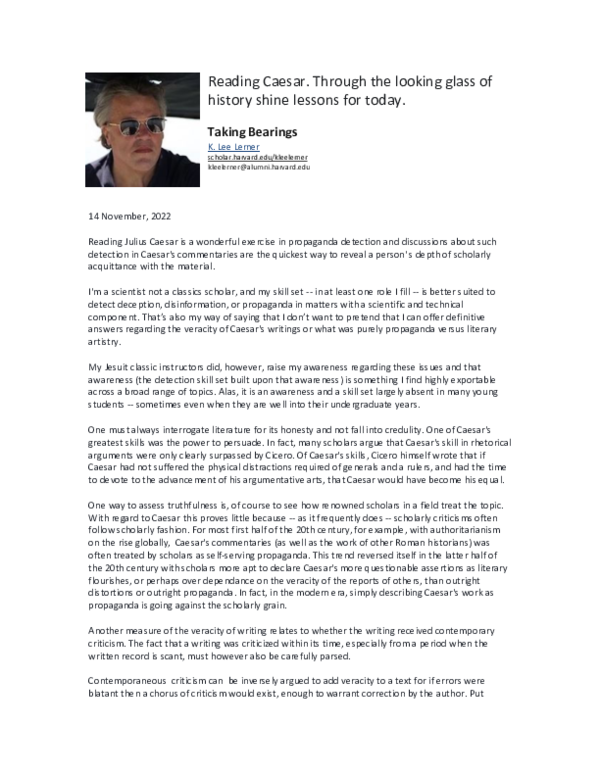 (PDF) Reading Caesar: Through the looking glass of history shine ...