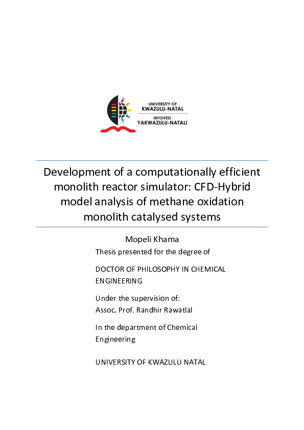 (PDF) Development of a computationally efficient monolith reactor simulator: CFD-hybrid model ...