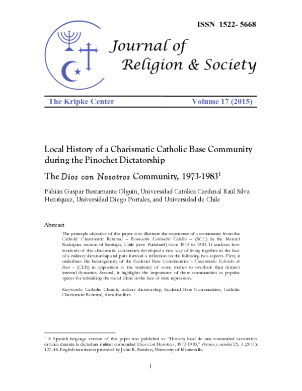 (PDF) Local History of a Charismatic Catholic Base Community during the ...
