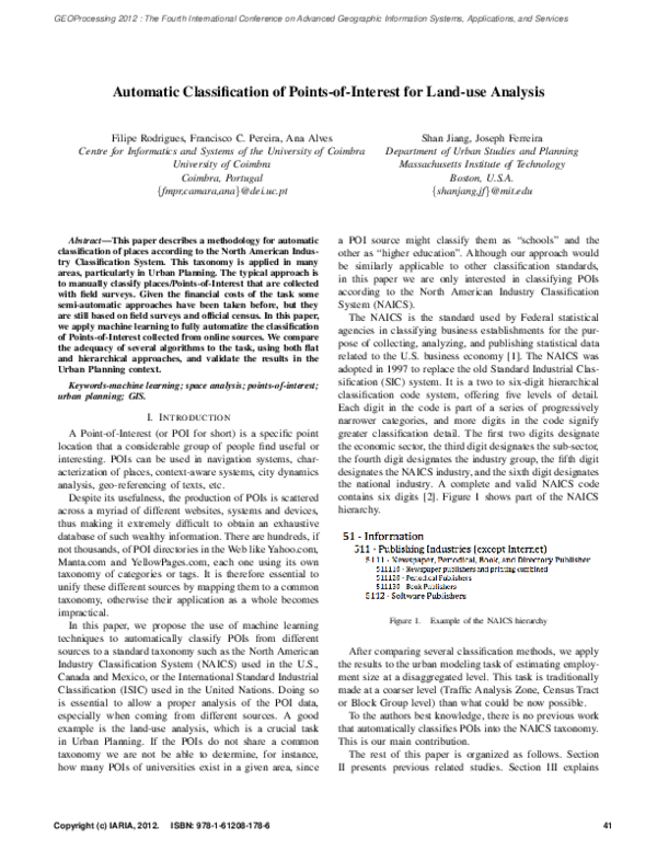(PDF) Automatic Classification of Points-of-Interest for Land-use Analysis