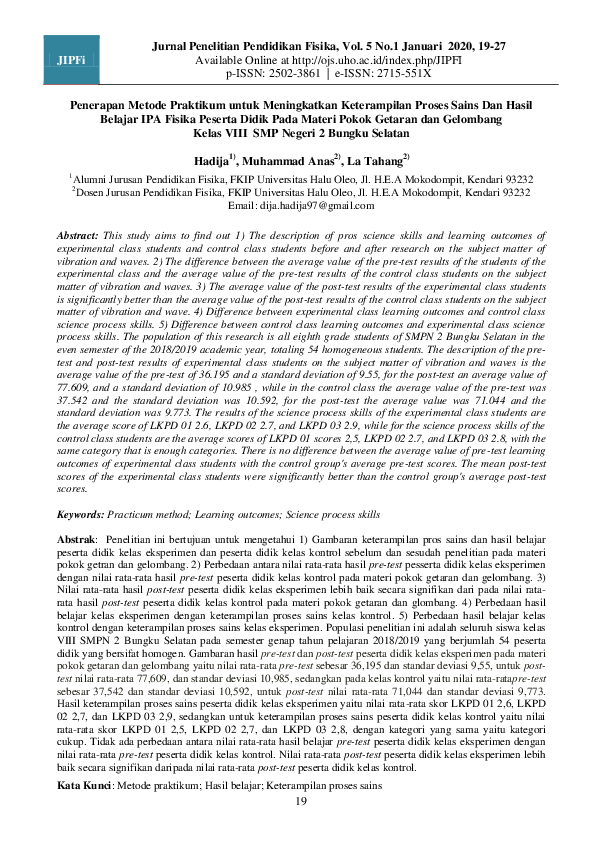 (PDF) Penerapan Metode Praktikum untuk Meningkatkan Keterampilan Proses Sains Dan Hasil Belajar ...