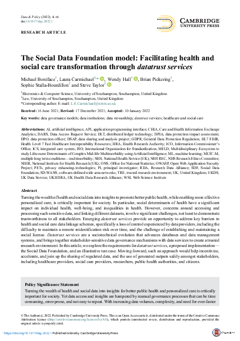 (PDF) The Social Data Foundation model: Facilitating health and social ...