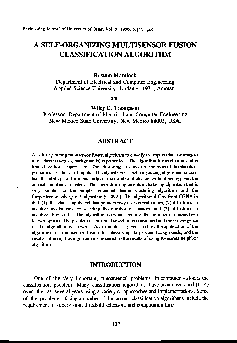 (PDF) A Self-Organizing Multisensor Fusion Classification Algorithm