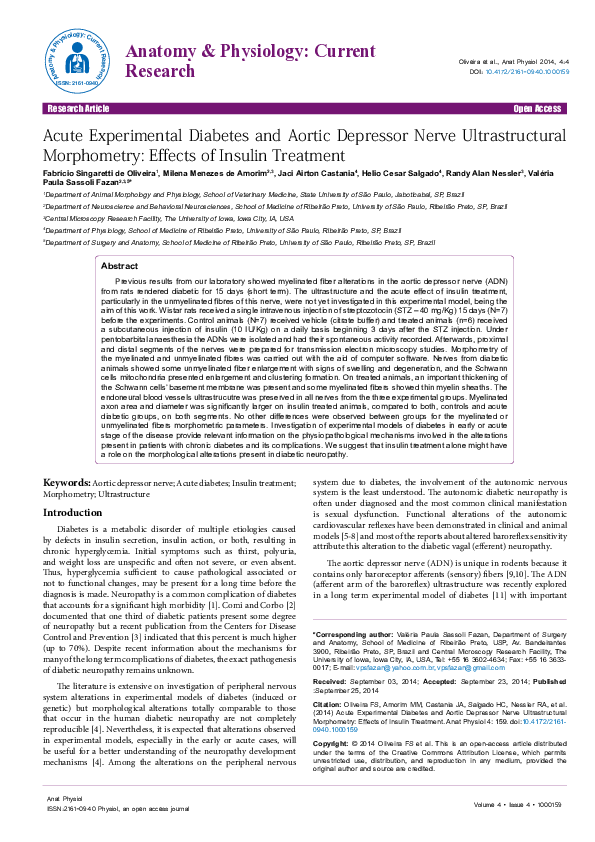 (PDF) Acute Experimental Diabetes and Aortic Depressor Nerve ...