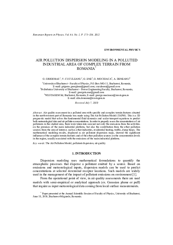(PDF) Air pollution dispersion modeling in a polluted industrial area ...