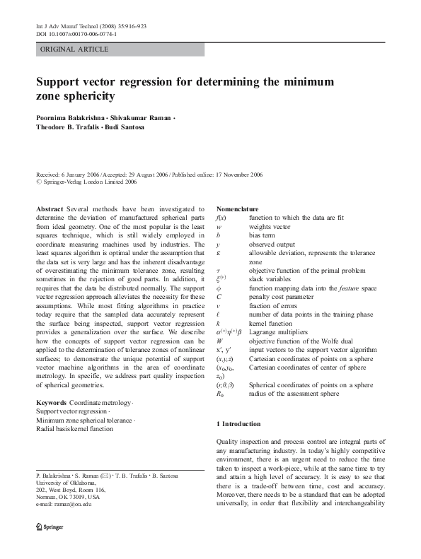 (PDF) Support Vector Regression in Metrology