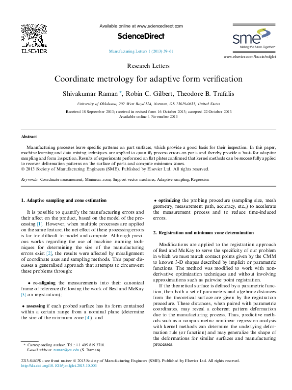 (PDF) Coordinate metrology for adaptive form verification