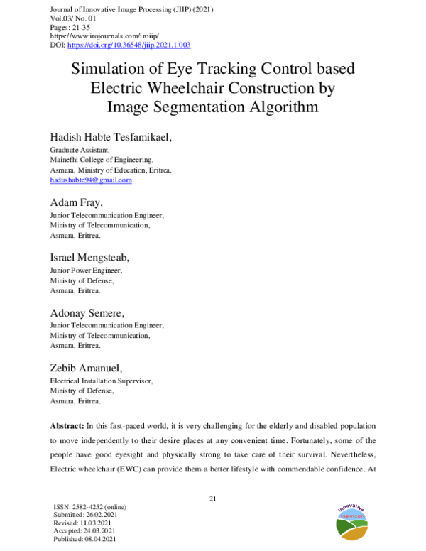 (PDF) Simulation of Eye Tracking Control based Electric Wheelchair Construction by Image ...
