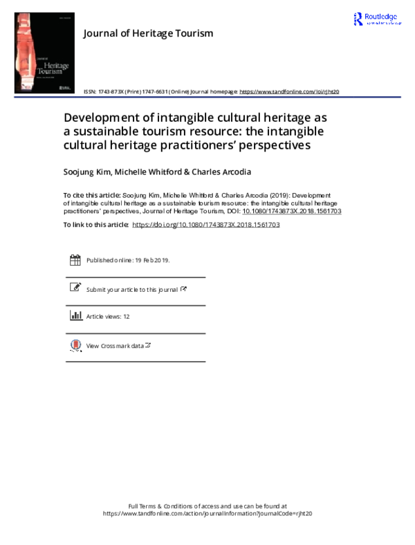 (PDF) Development of intangible cultural heritage as a sustainable tourism resource: the ...