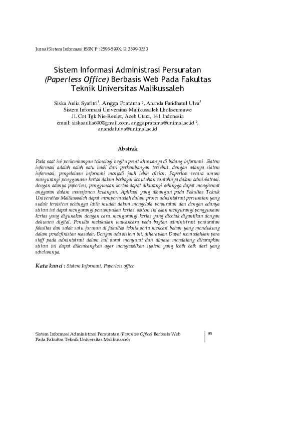 (PDF) Sistem Informasi Administrasi Persuratan (Paperless Office ...