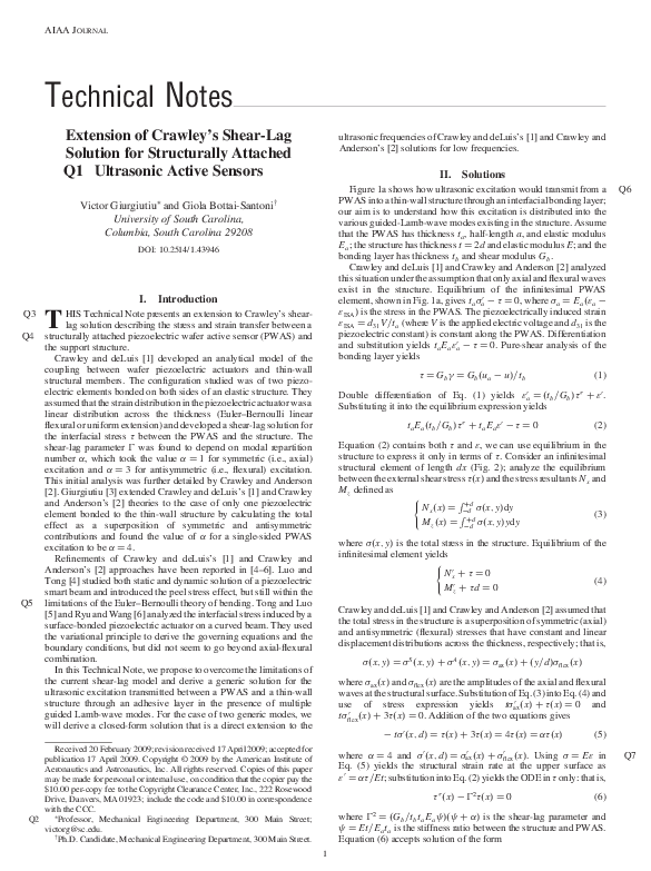 (PDF) Extension of Crawley ’ s Shear-Lag Solution for Structurally ...
