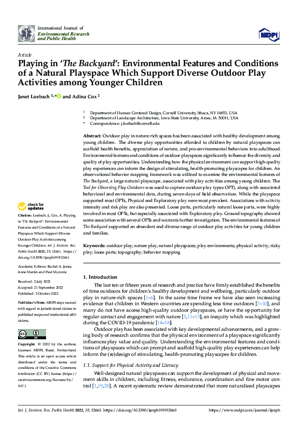 (PDF) Playing in ‘The Backyard’: Environmental Features and Conditions ...