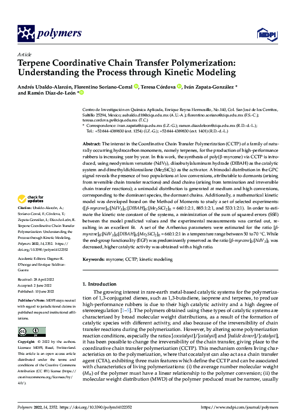 (PDF) Terpene Coordinative Chain Transfer Polymerization: Understanding ...
