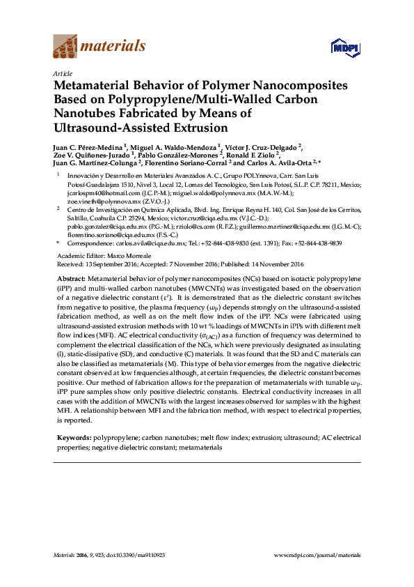 (PDF) Metamaterial Behavior of Polymer Nanocomposites Based on ...