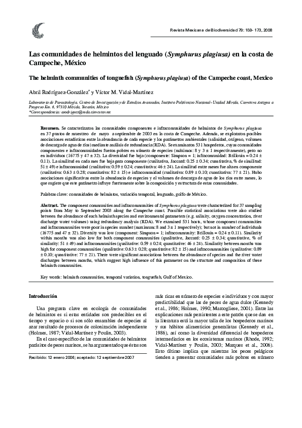 (PDF) The helminth communities of tonguefish (Symphurus plagiusa) of ...