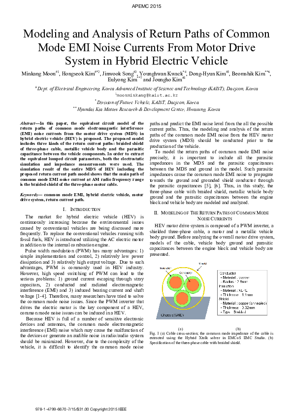 (PDF) Modeling and analysis of return paths of common mode EMI noise currents from motor drive ...