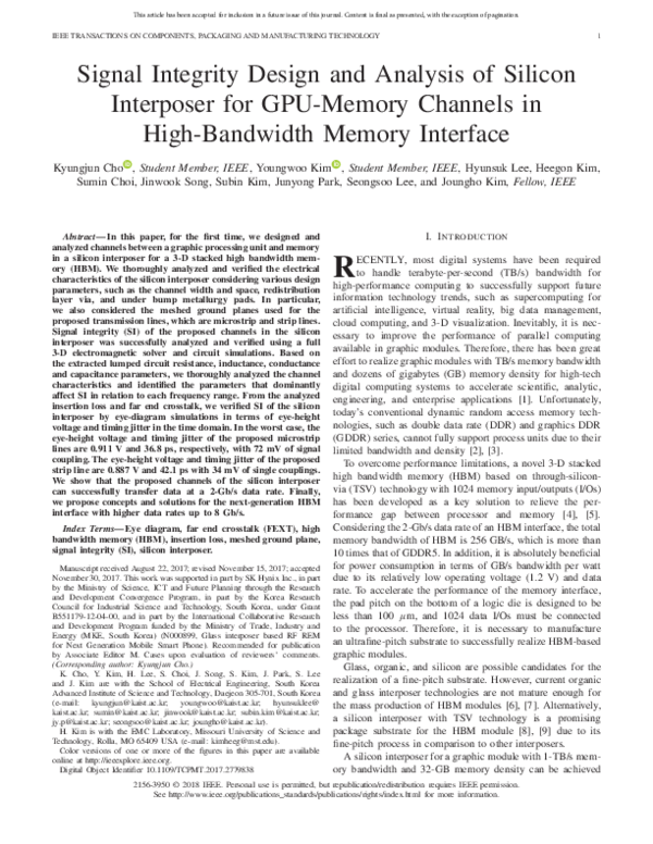 (PDF) Signal Integrity Design and Analysis of Silicon Interposer for ...