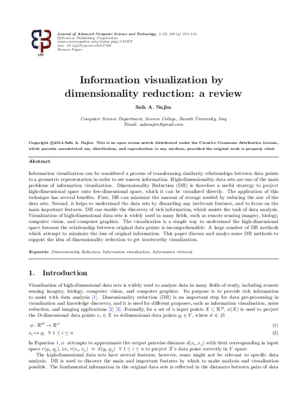 (PDF) Information visualization by dimensionality reduction: a review