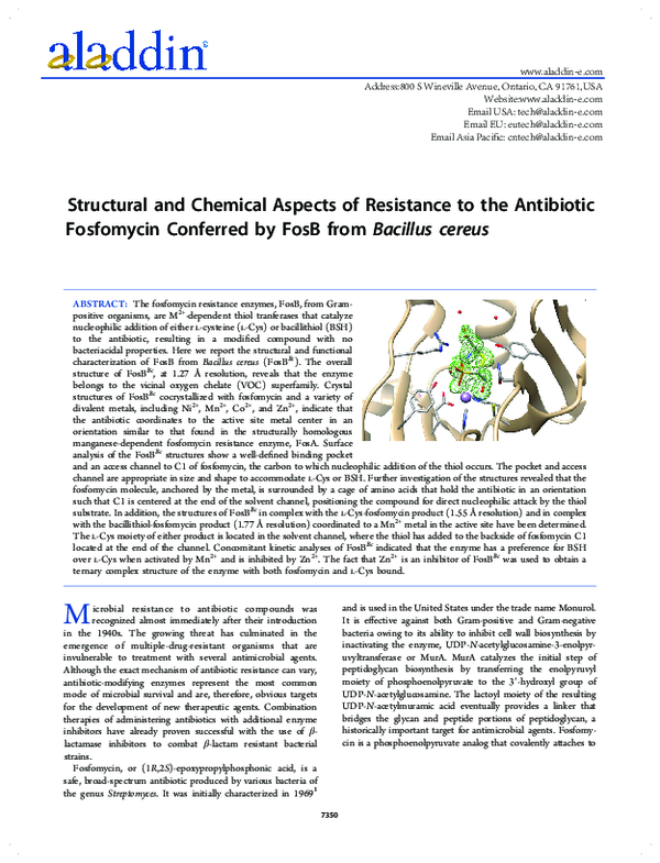(PDF) Structural and Chemical Aspects of Resistance to the Antibiotic ...