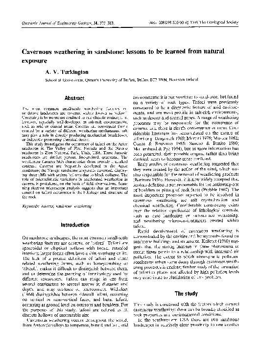 (PDF) Cavernous weathering in sandstone: lessons to be learned from ...
