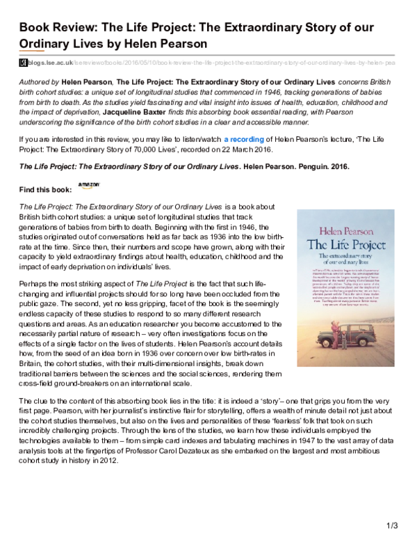 (PDF) Review of Helen Pearson's The Life Project