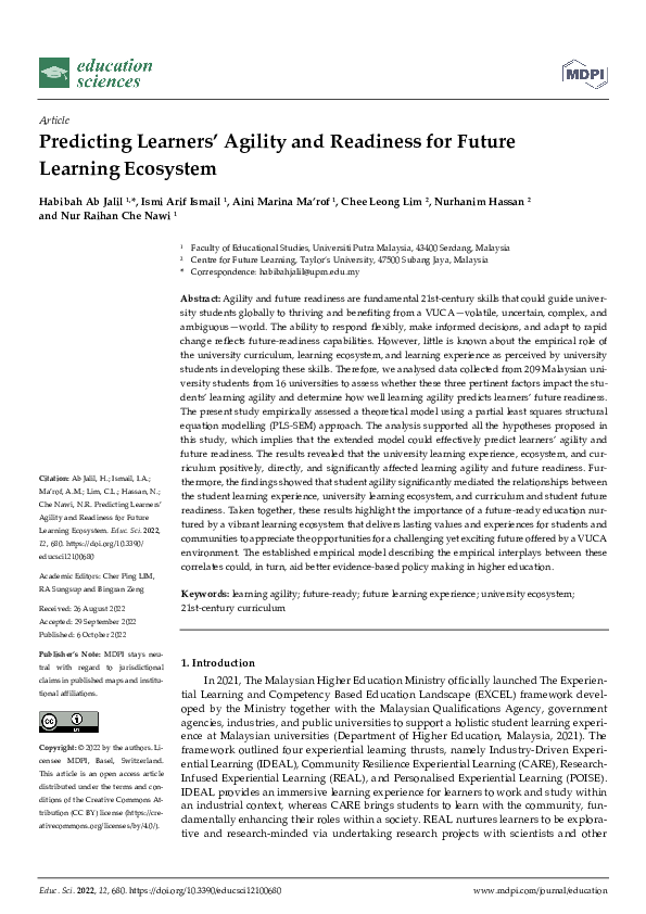 (PDF) Predicting Learners’ Agility and Readiness for Future Learning ...