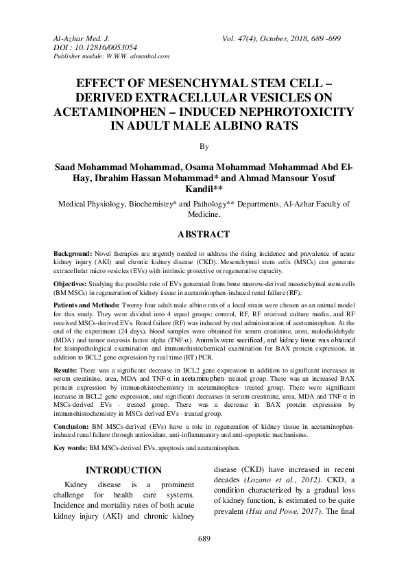 (PDF) Effect of Mesenchymal Stem Cell – Derived Extracellular Vesicles on Acetaminophen ...