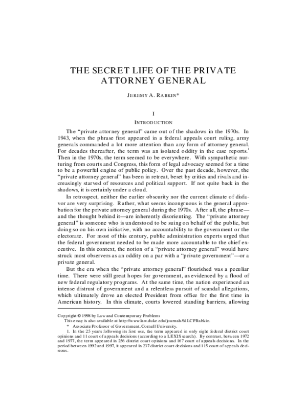 (PDF) The Secret Life of the Private Attorney General