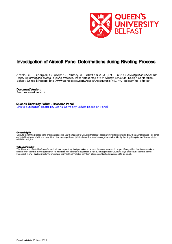 (PDF) Investigation of Aircraft Panel Deformations during Riveting Process