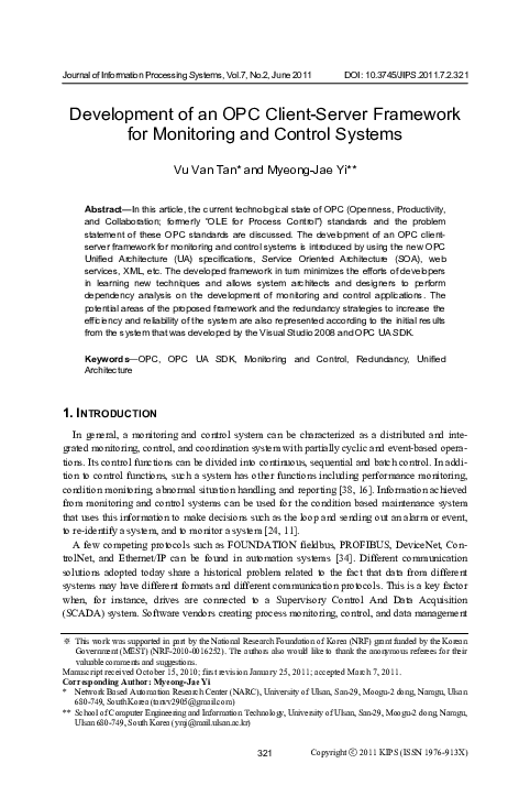 (PDF) Development of an OPC Client-Server Framework for Monitoring and ...