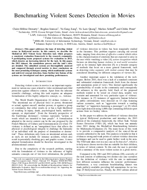 (PDF) Benchmarking Violent Scenes Detection in movies