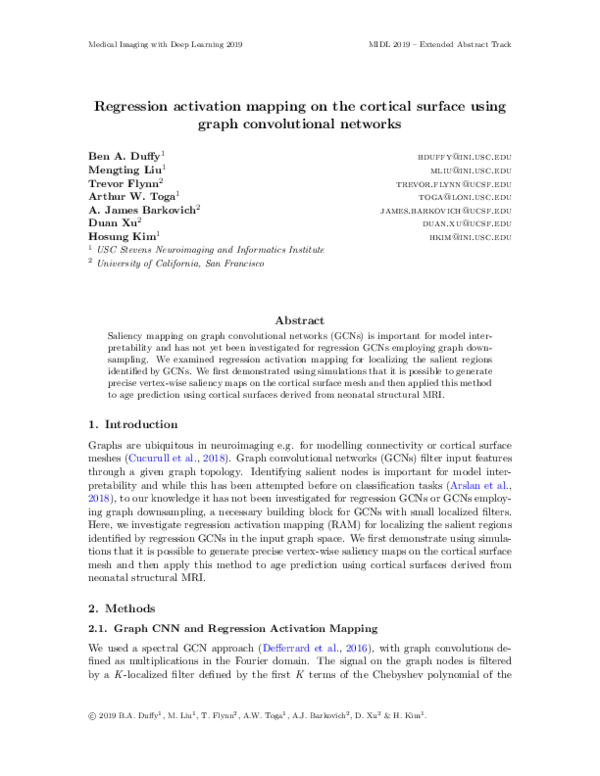 (PDF) Regression activation mapping on the cortical surface using graph convolutional networks
